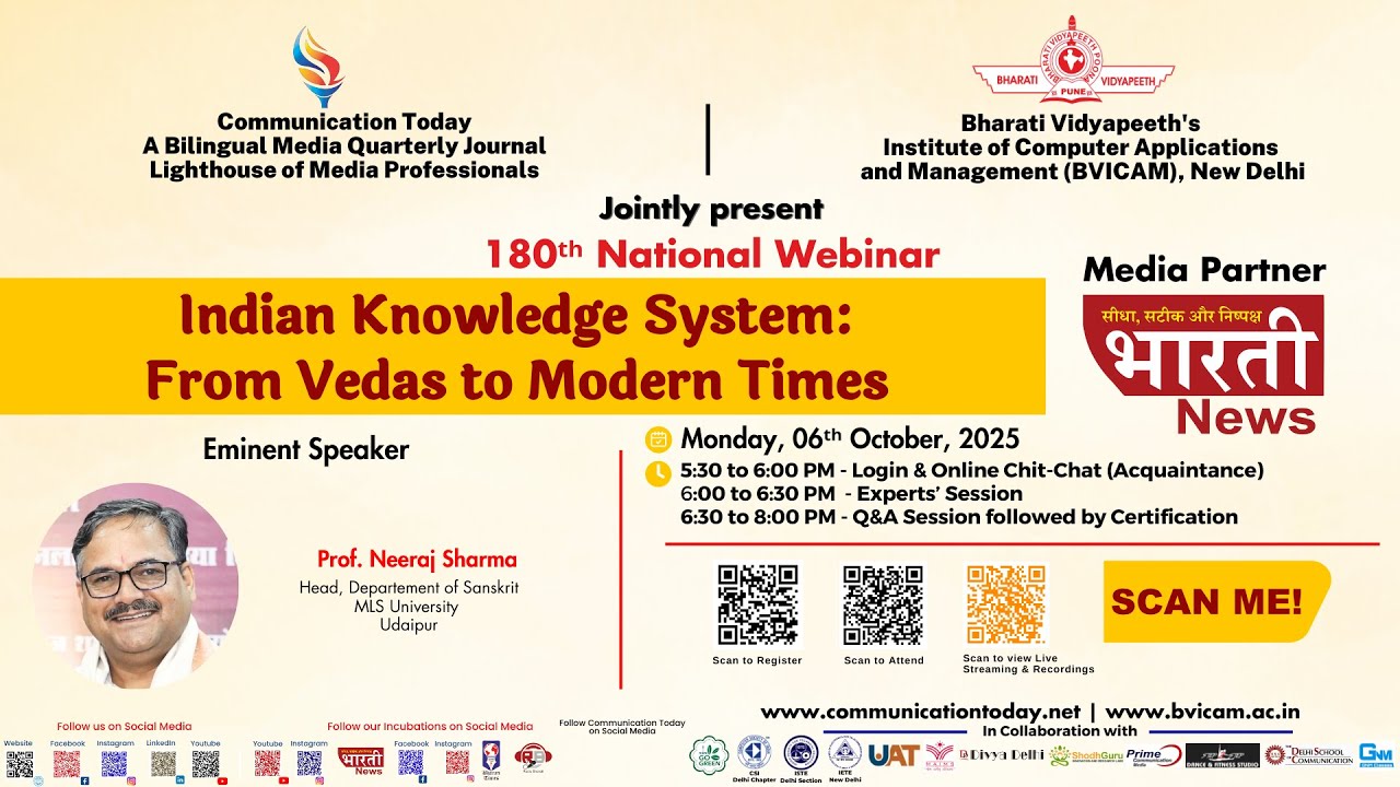 180ᵗʰ National Webinar on “Indian Knowledge System: From Vedas to ...