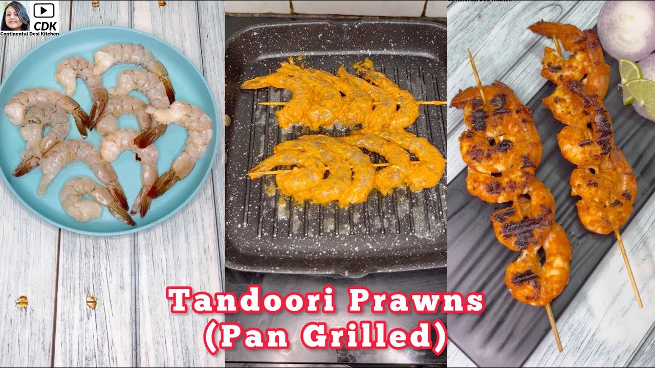 Tandoori Grilled Prawns | Pan Grilled Prawns | Prawn Starter Recipe ...