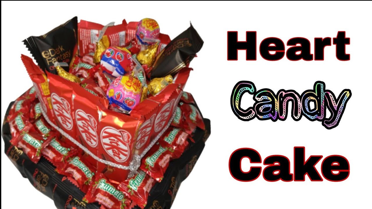 Heart Candy Cake By Using Thermocol | Heart Craft Ideas | SS Craft ...