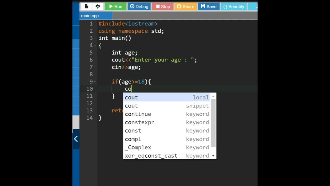 ELIGIBLE FOR VOTE OR NOT PROGRAM IN C++ , #shorts #ytshorts - YouTube