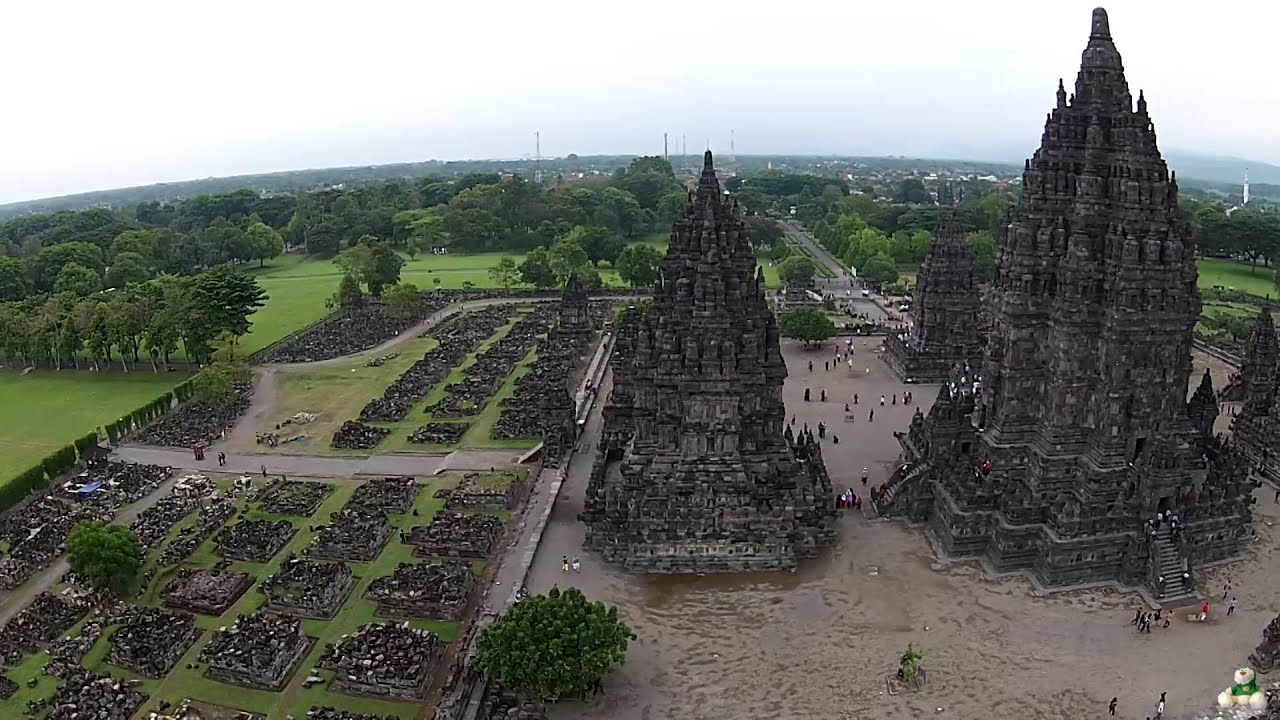 Prambanan Temple Aerial view in Java, Indonesia - YouTube