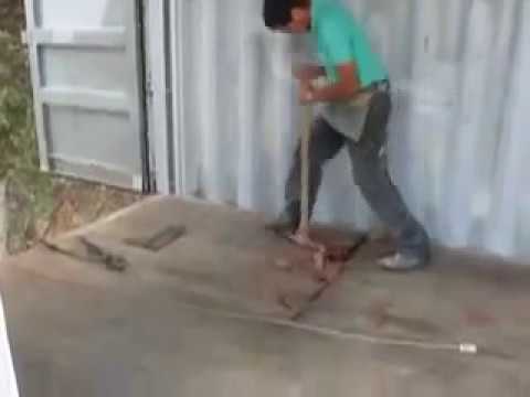 Creating a hole in the floor of a Shipping Container to prepare for a ...