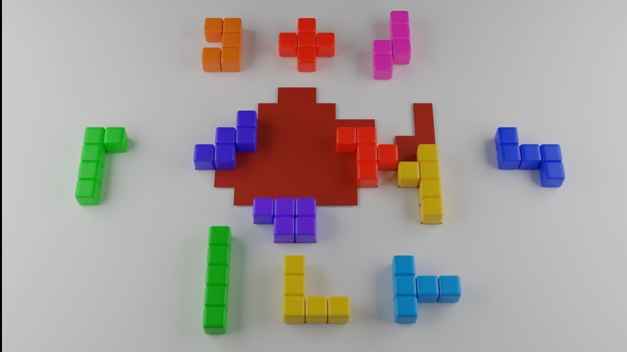 Tetris/Pentominoes/animal puzzle/Animation v5 [Fish puzzle] - YouTube