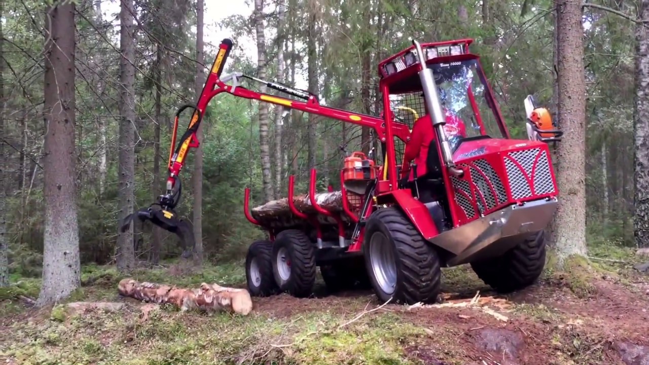 Kranman Bison 10000 6WD Mini forwarder - YouTube