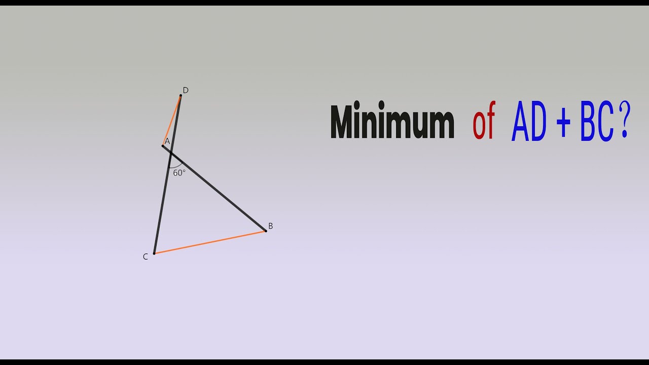 What's the minimum value of AD+BC？ | important geometry skills. - YouTube
