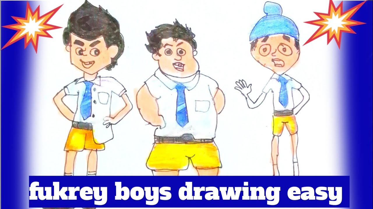 how to draw a fukrey boys drawing easy step-by-step aditya art'25 a ...