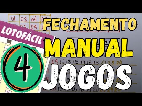 Fechamento manual da Lotofácil 4 jogos simples de 15 dezenas e chances matemáticas