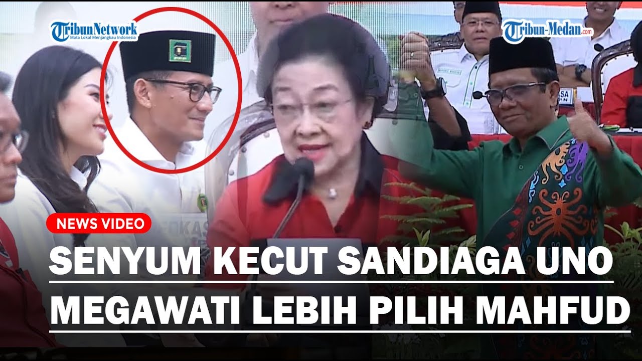 WAJAH LESU Sandiaga Uno saat Namanya Dipanggil Megawati dan Ganjar ...