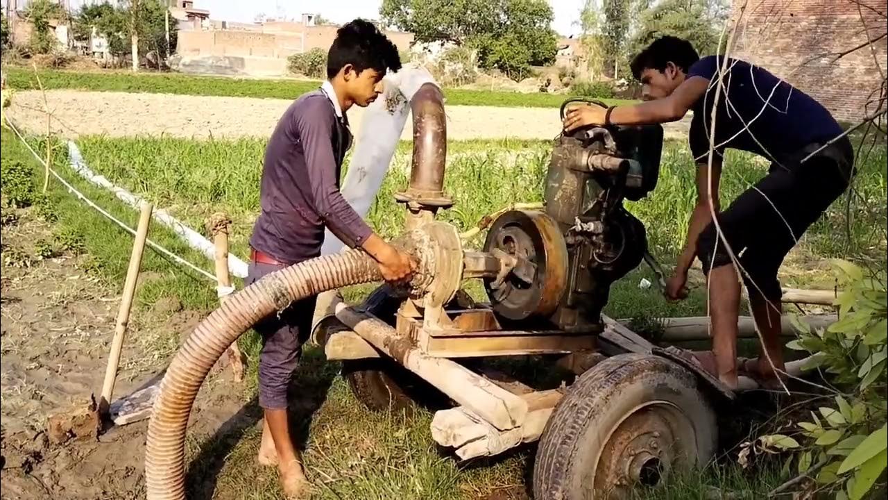 Karta Kisan kheton ki sichai Diesel engine Pani wala farming engine pump setup 8hp pump set ...