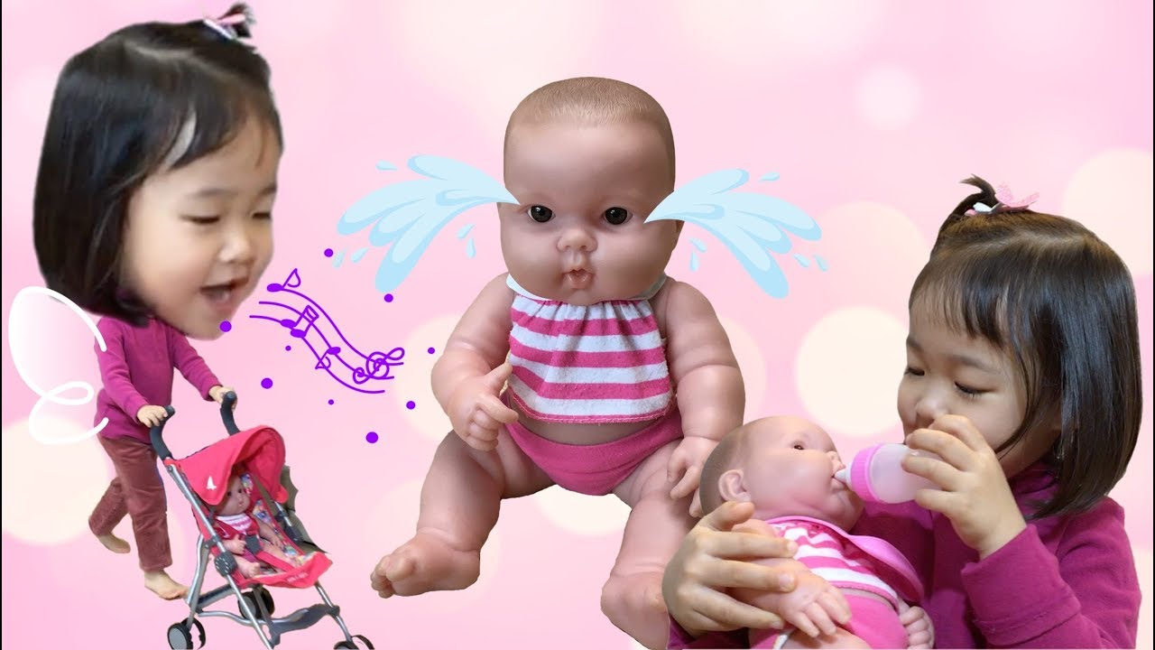 Emma Pretend Play Taking Care Of Baby Doll - YouTube