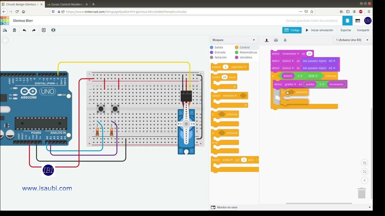 Control digital de servmotor en arduino con thinkercad - YouTube