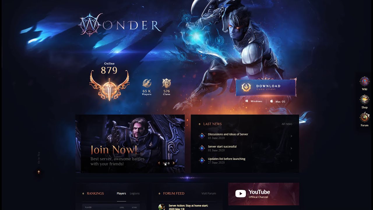 Aion Wonder Game server Website Template - YouTube