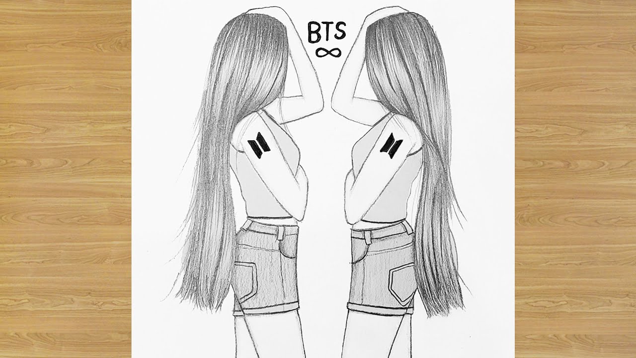 How to Draw Two Best Friends "BTS" - Easy Step-by-Step Tutorial for ...