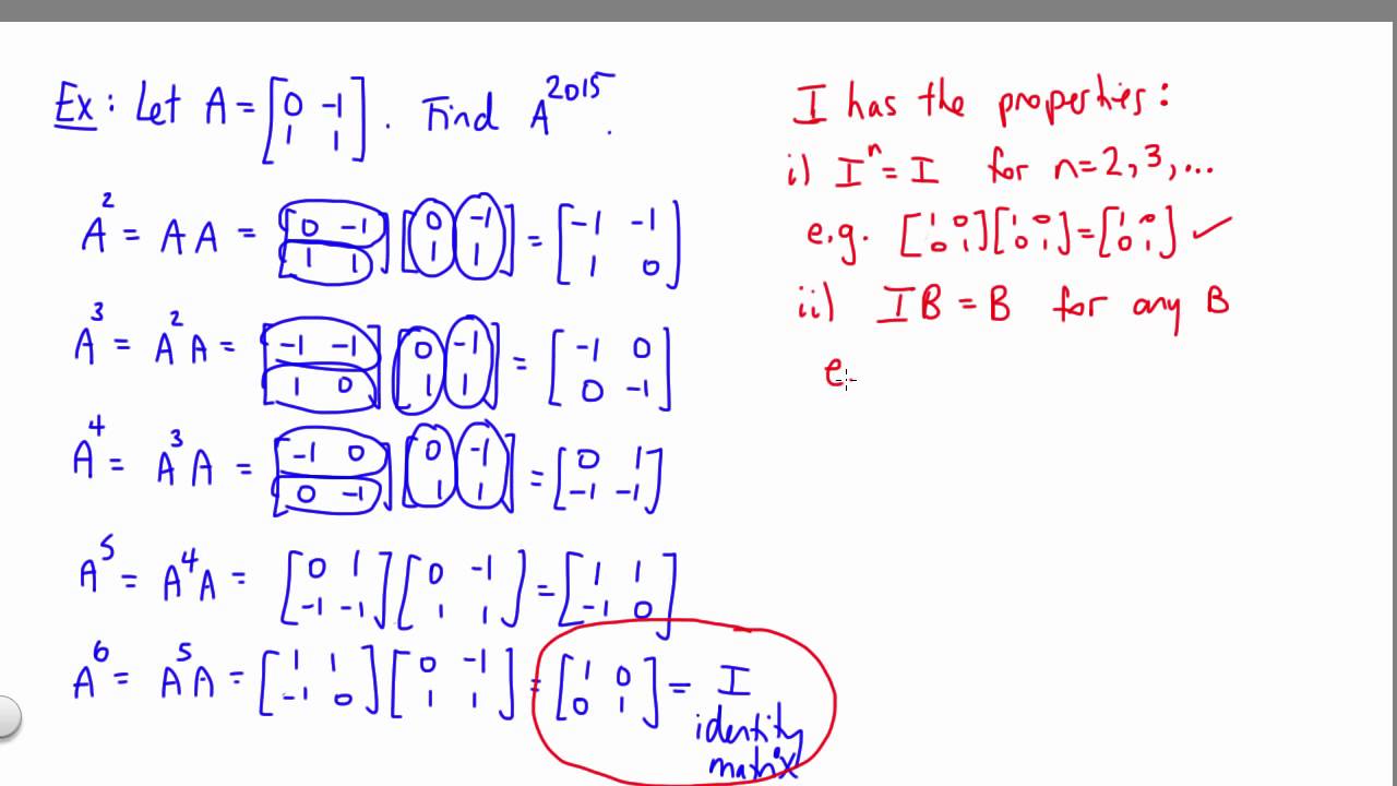 Powers Of A Matrix YouTube