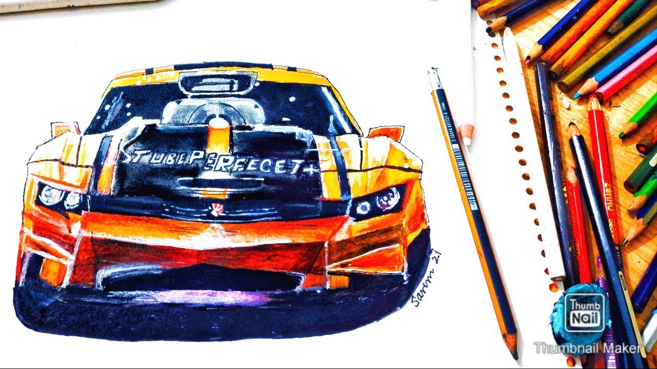 Amazing 3D super car drawing coloring with pencil by tube perfect plus ...