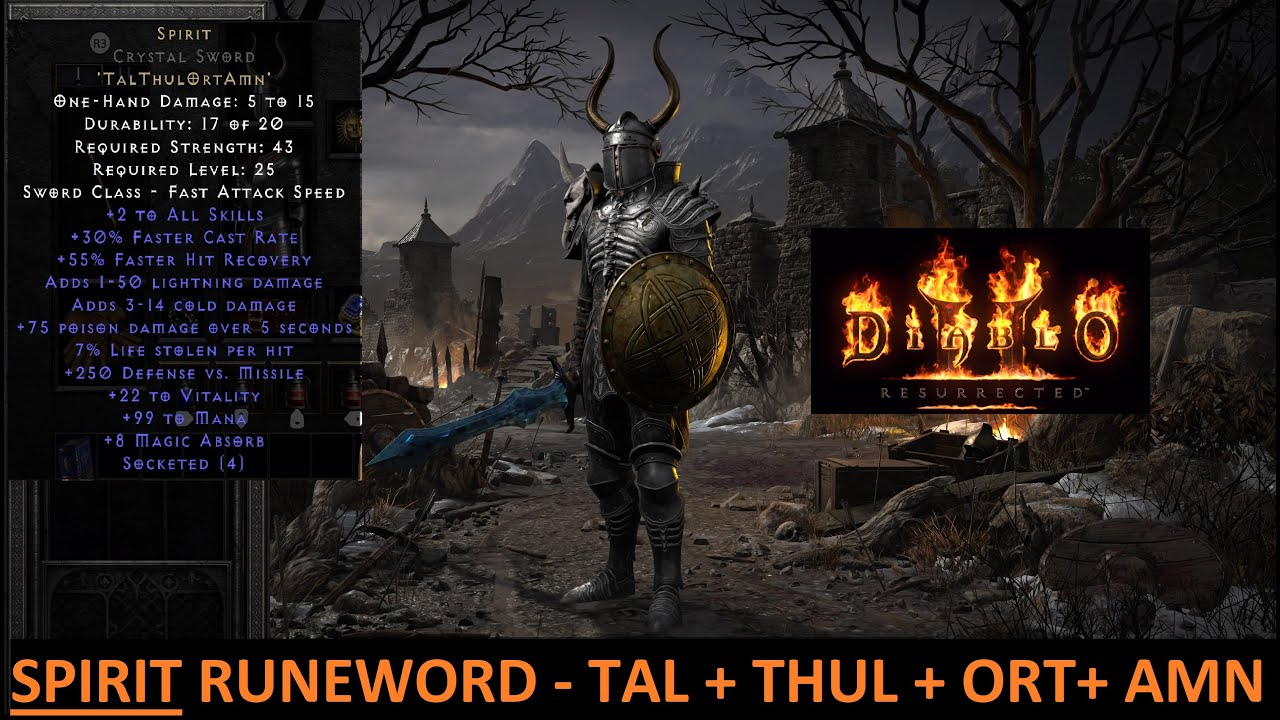 Diablo II Resurrected - Using Spirit Runeword - Tal + Thul + Ort + Amn ...