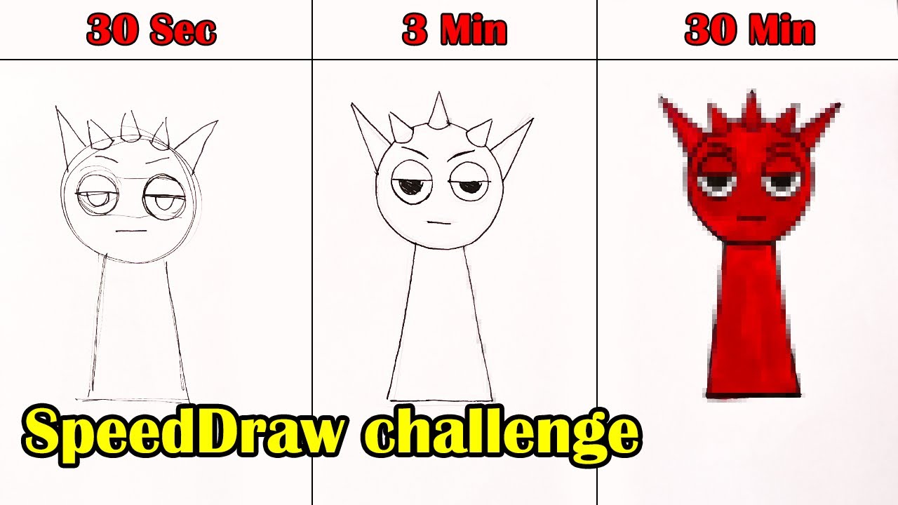 Drawing INCREDIBOX SPRUNKI ( RADDY ) in 30 Sec, 3 Min and 30 Min. - YouTube