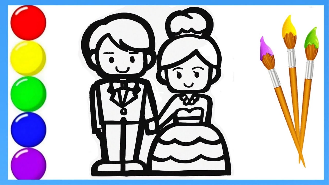 Let's learn to wedding drawing and coloring for kids - YouTube