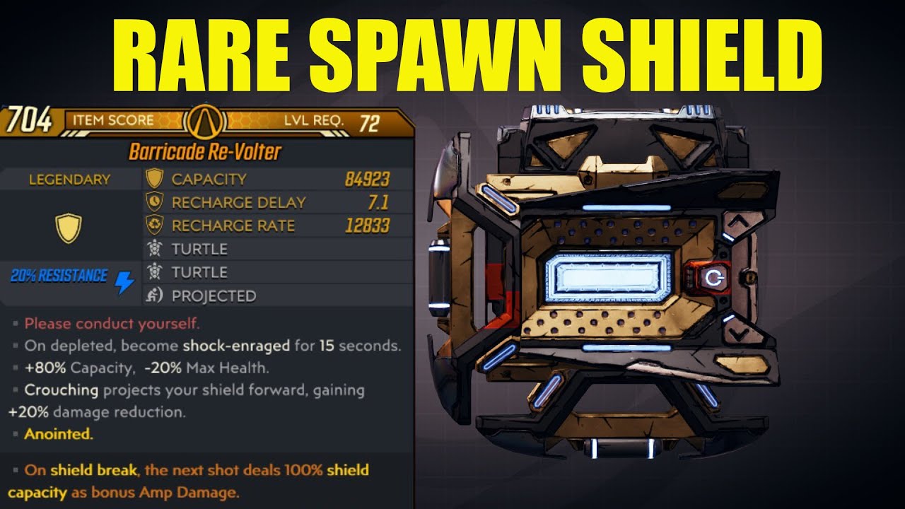 BL3 - LVL 72 - Barricade Re-Volter - Shield Break 100% Amp Damage - YouTube