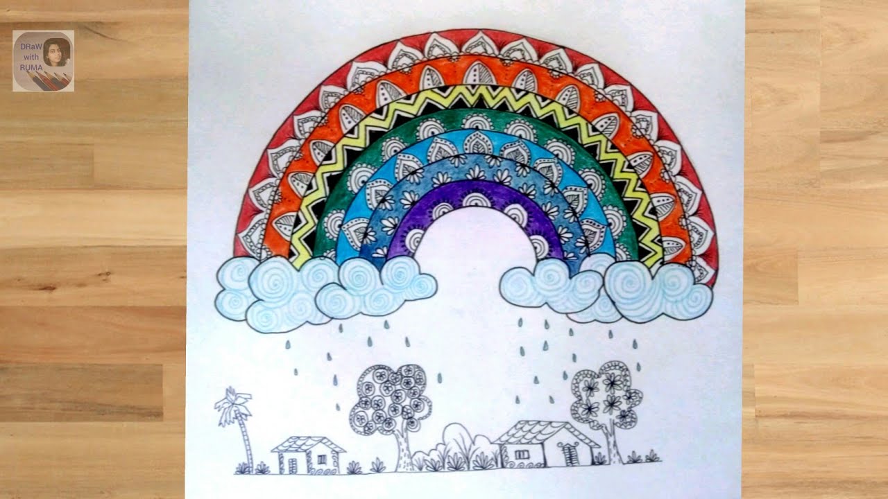 Monsoon rain mandala art || Mandala Art || how to draw mandala art ...