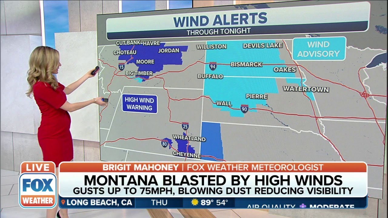 Strong Wind Gusts Up To 75 MPH In Montana, Reduced Visibility - YouTube