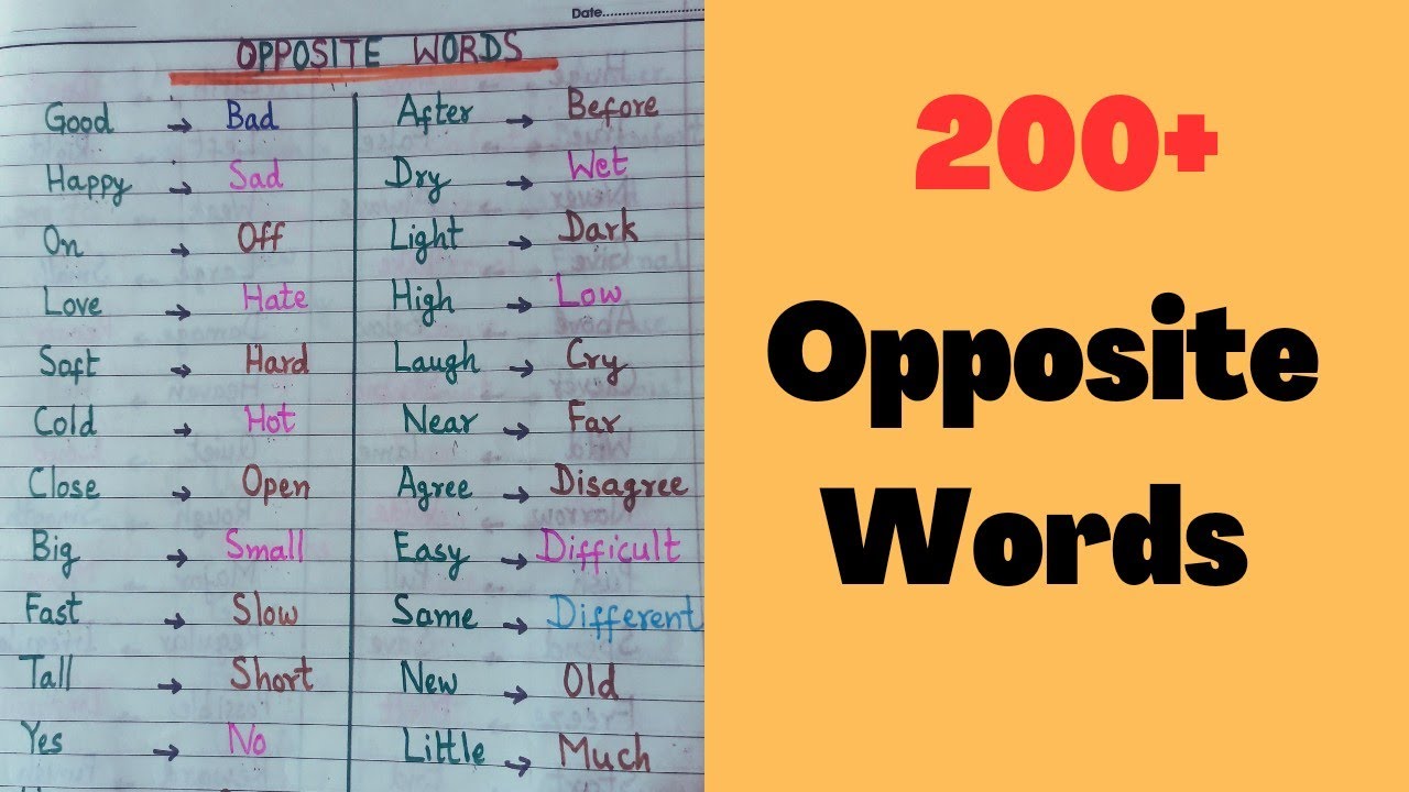 200+ Opposite Words |Most Important Antonyms |Opposite Words in English ...
