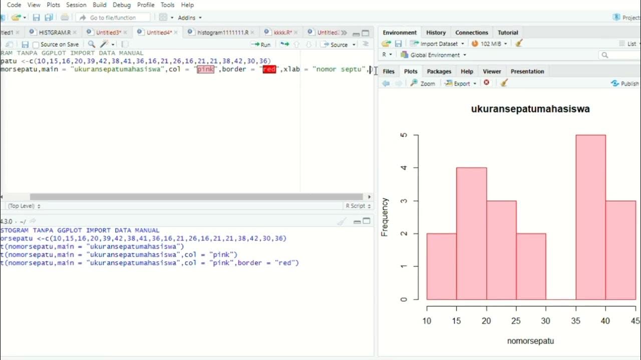 Cara membuat Histogram tanpa ggplot import data manual di Rstudio - YouTube