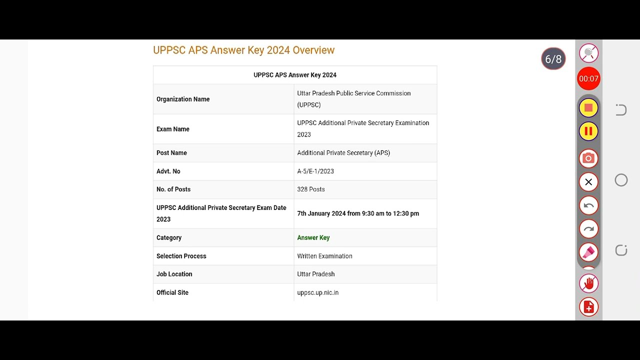 UPPSC APS Answer Key 2024, Download Answer Key PDF - YouTube