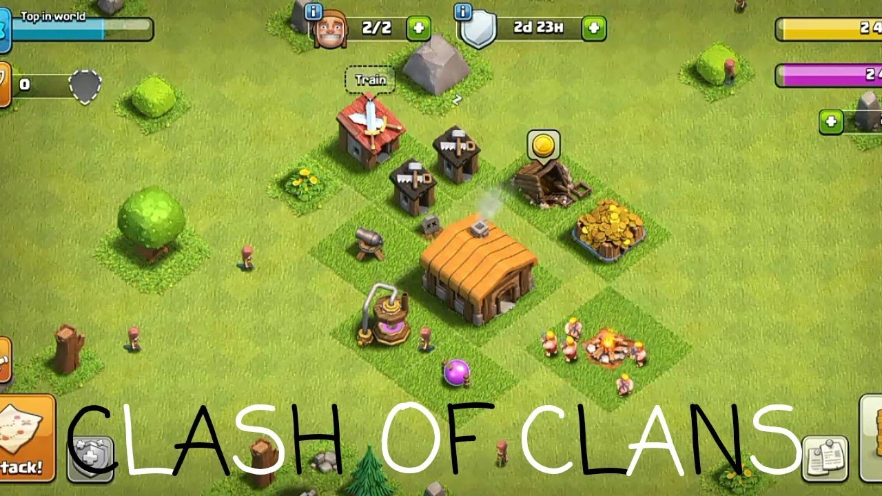 CLASH OF CLANS : WALK-THROUGH TO TOWNHALL LEVEL 1 TO TOWN HALL LEVEL 2 ...