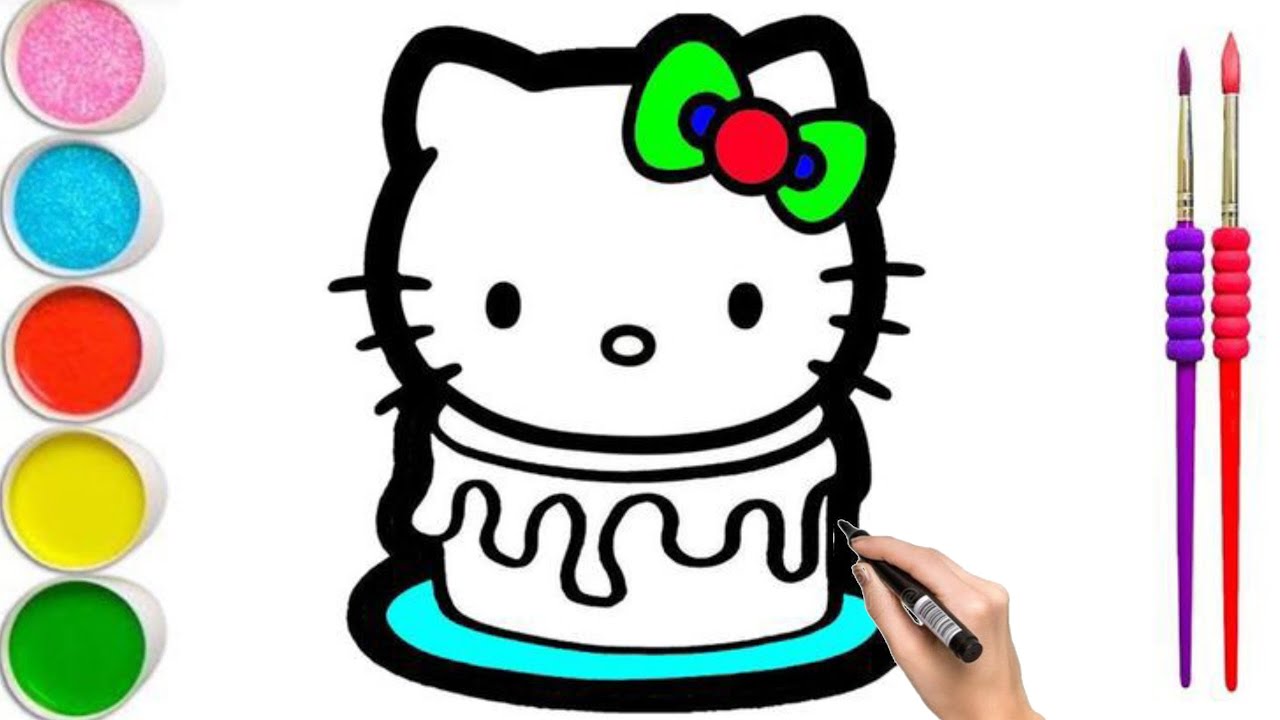 Hello kitty cake Drawing, painting, and coloring for kids & toddler ...