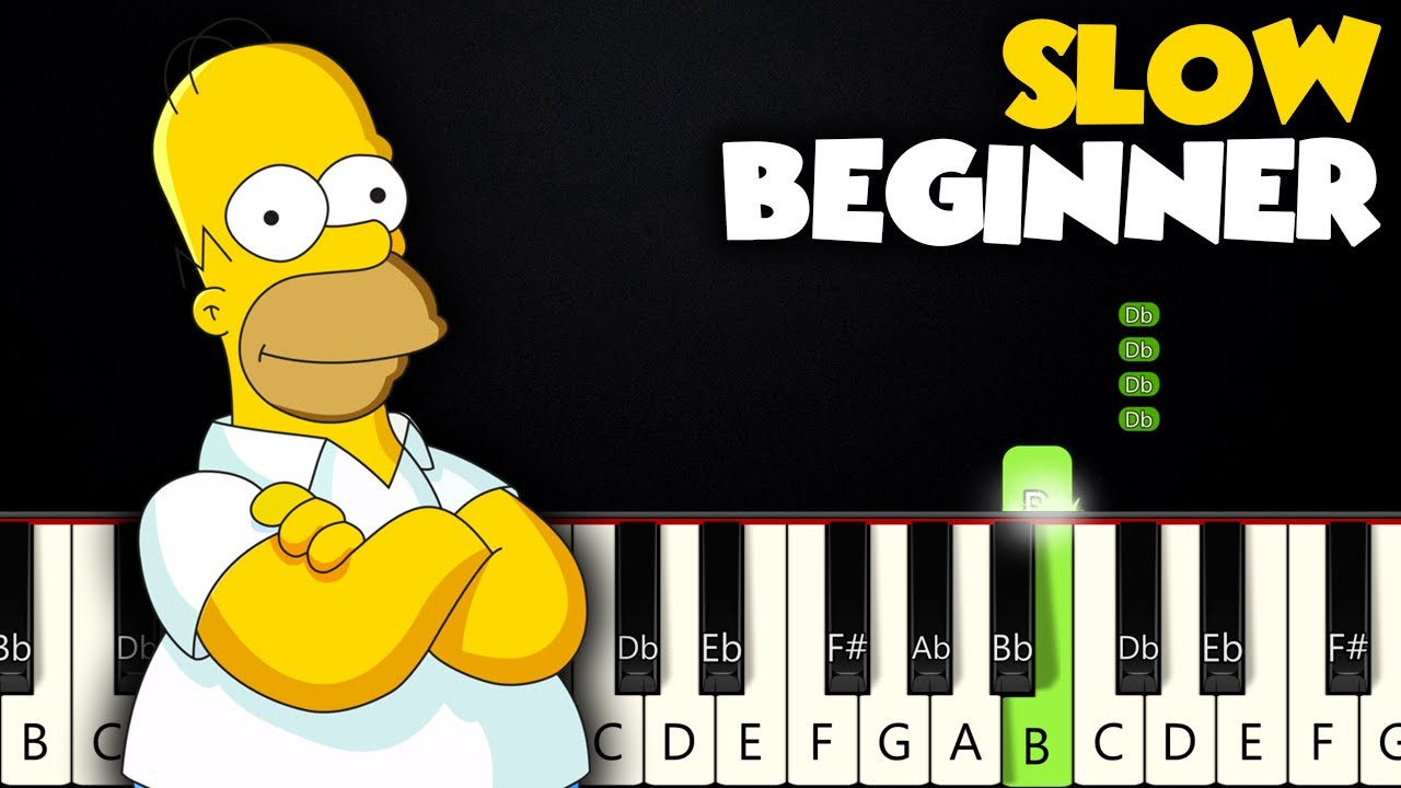 The Simpsons Theme | SLOW BEGINNER PIANO TUTORIAL + SHEET MUSIC by ...