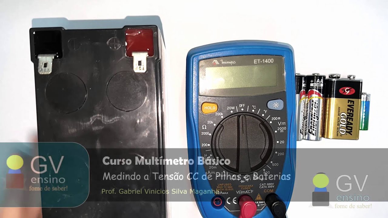 Multímetro #9: Medindo a Tensão de pilhas e baterias - YouTube