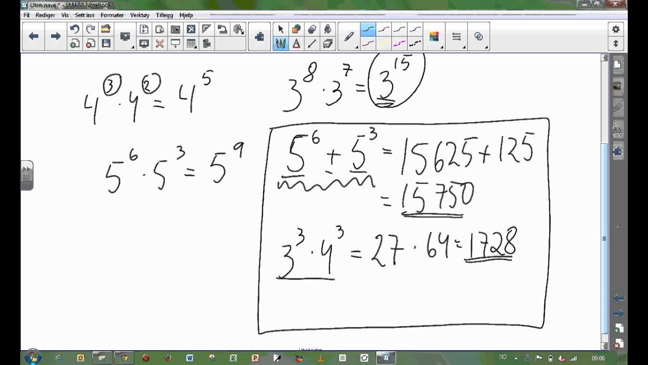 Potensregneregler ganging og deling av potenser 2P - YouTube