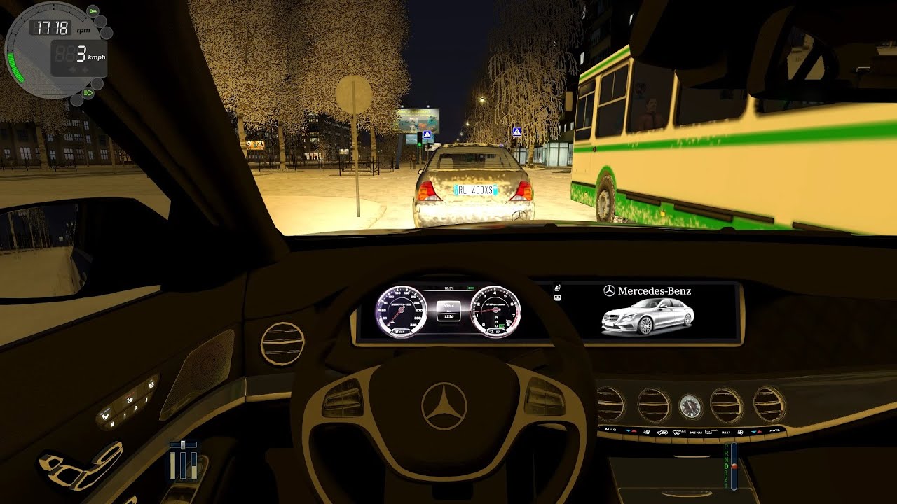 City Car Driving - Mercedes-Benz S63 | Snowy Night Drive - YouTube