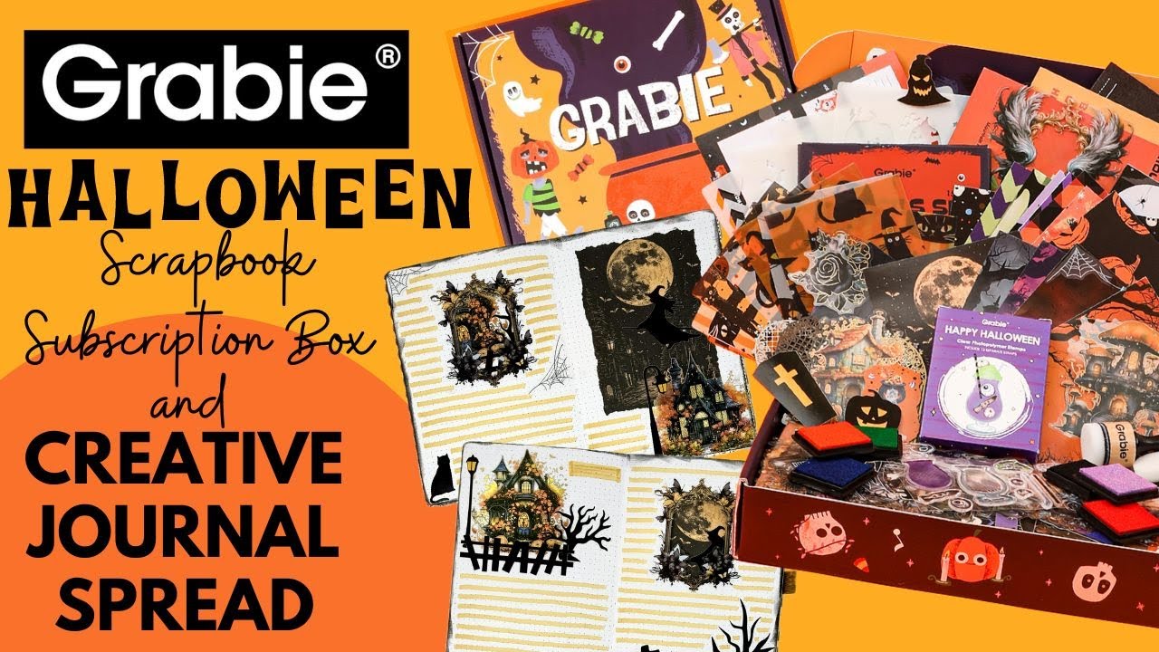 UNBOXING THE GRABIE HALLOWEEN SCRAPBOOK CLUB BOX & CREATIVE JOURNAL ...