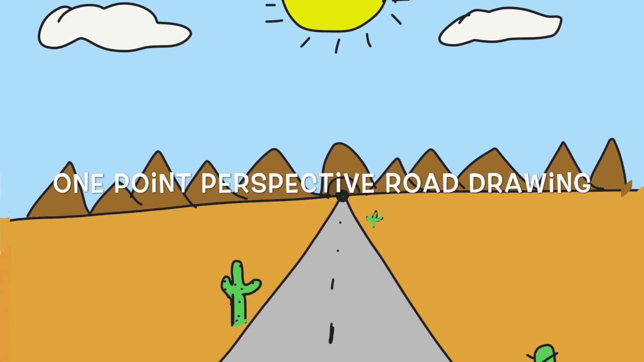Kids art one point perspective road drawing - YouTube