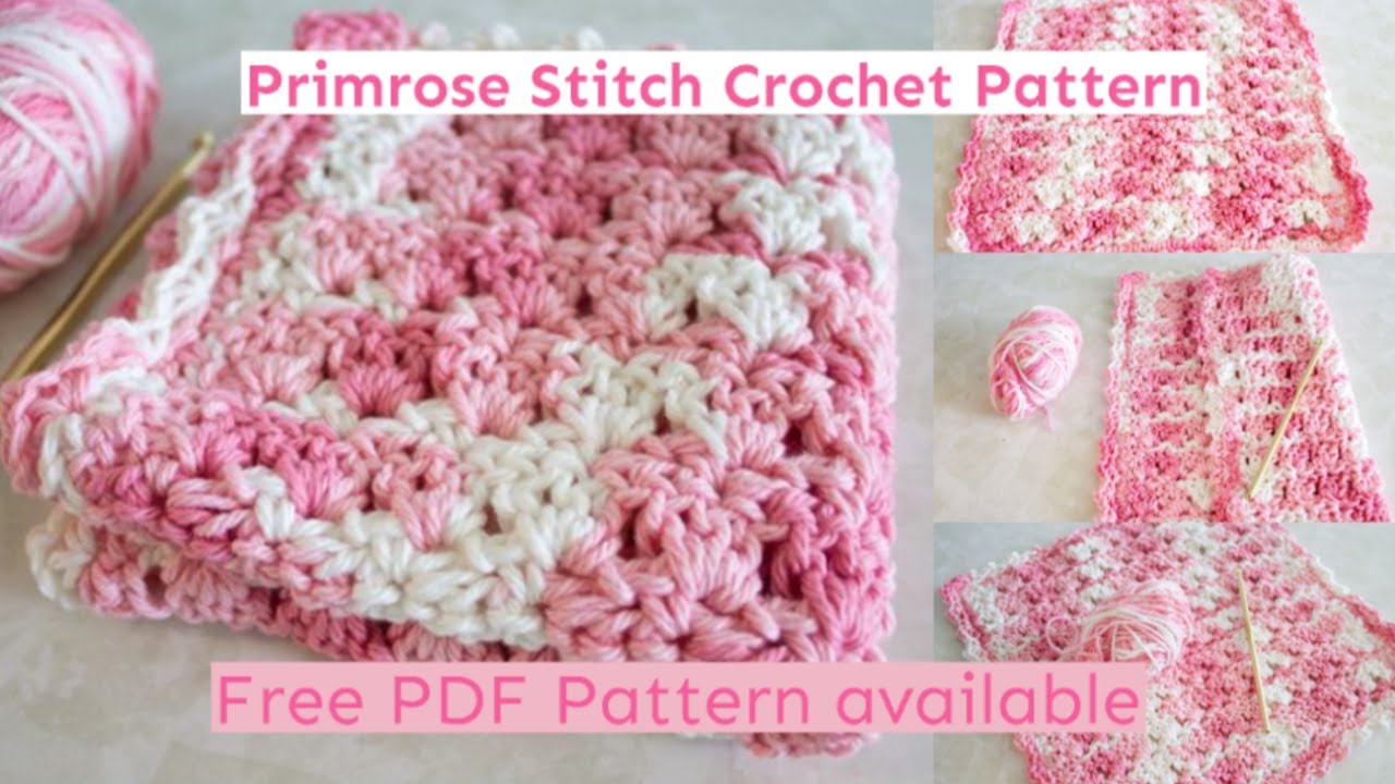 Pretty Primrose Stitch Crochet Pattern Easy Stitch Left Handed Cotton ...