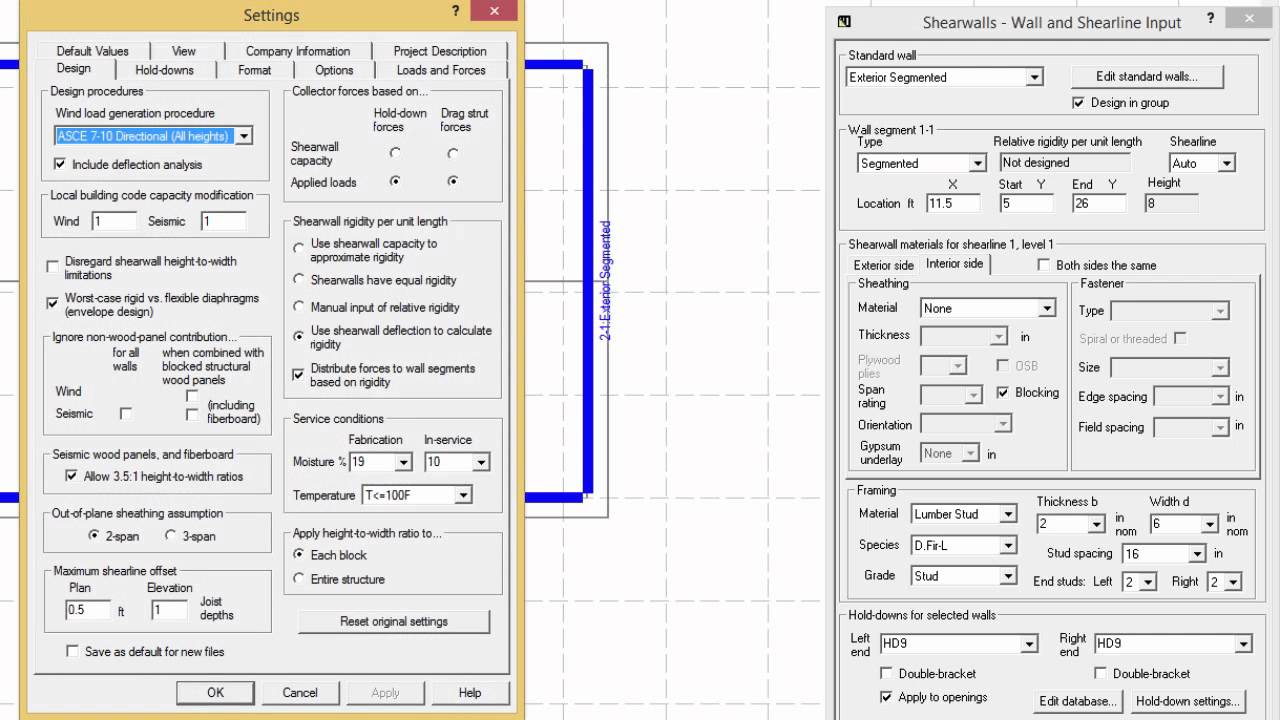 Shearwalls Tutorial 3 - Design Settings - YouTube