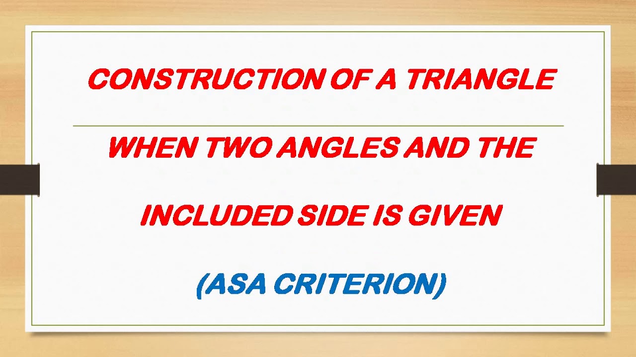 Construction of triangle by ASA criteria - YouTube