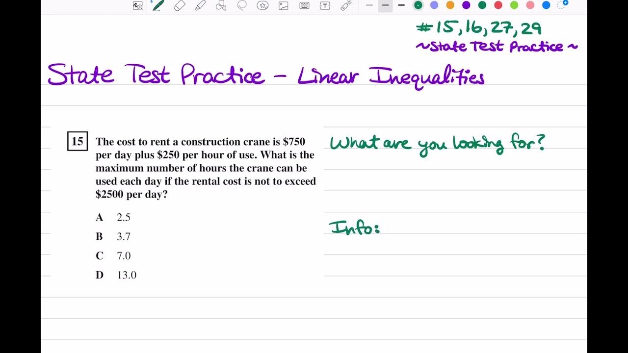 State Test Practice: Linear Inequalities - YouTube