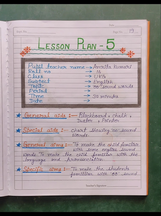 English 'OO' Sound Words Lesson Plan Note/ File 📚 Nursery/ LKG / UKG ...