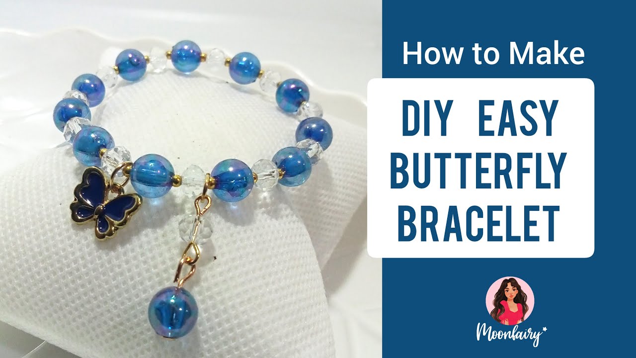 How to Make a Beaded Bracelet with a Butterfly Charm | Easy DIY ...