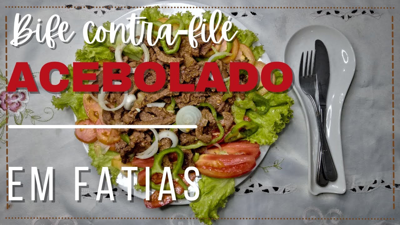 Bife contra- filé acebolado em fatias! - YouTube
