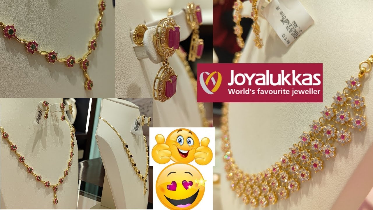 Joyalukkas⚡Beautiful necklace with matching earrings 16g ¦| CZ stone cute designs ¦| Ultimate ...