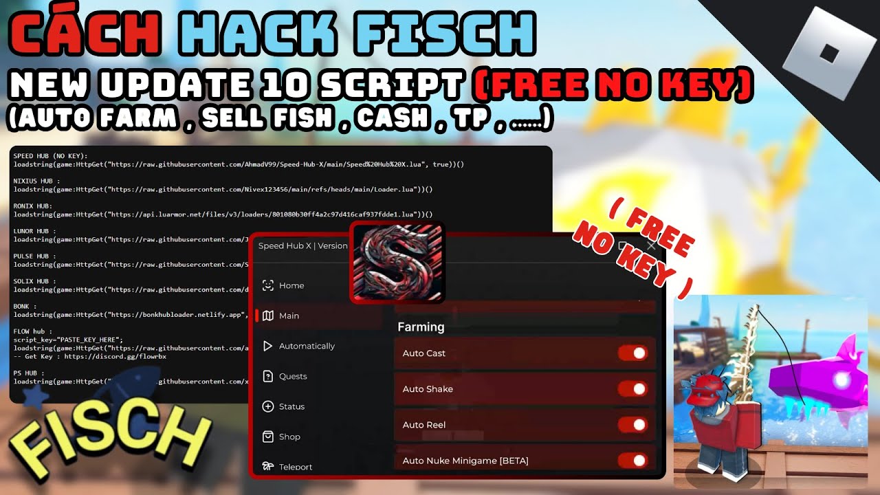 CÁCH HACK FISCH - NEW UPDATE 10 SCRIPT (FREE NO KEY)(AUTO FARM , SAFE ...
