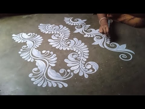 three easy beautiful kolka alpona design/ easy steps beautiful kolka ...