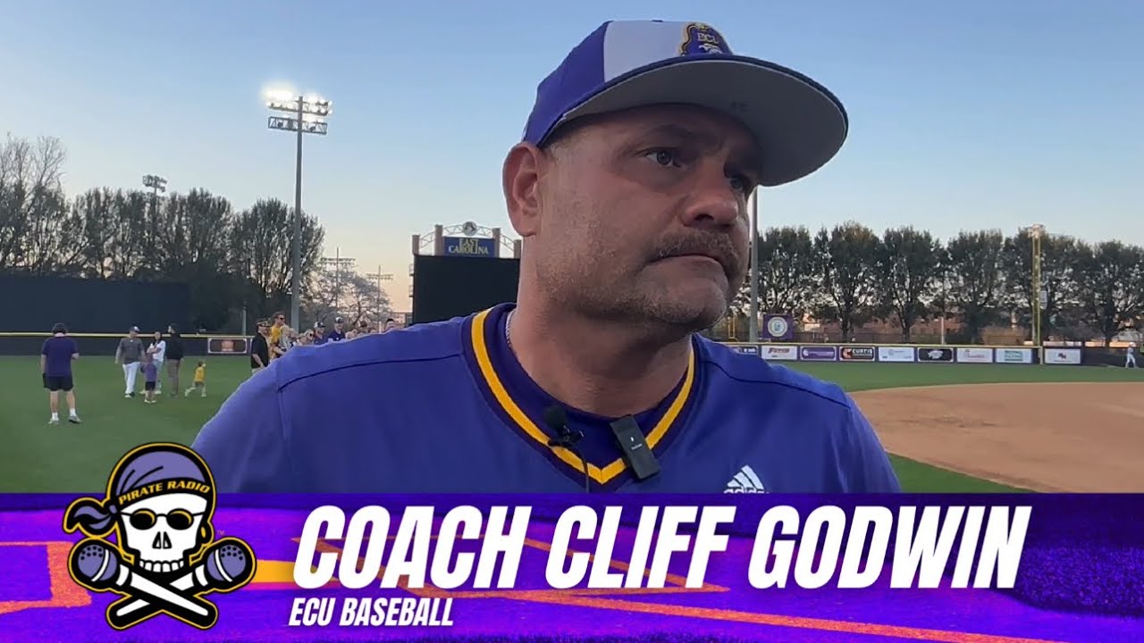 ECU Baseball Coach Cliff Godwin after the 8-0 shutout win in game 2 vs ...