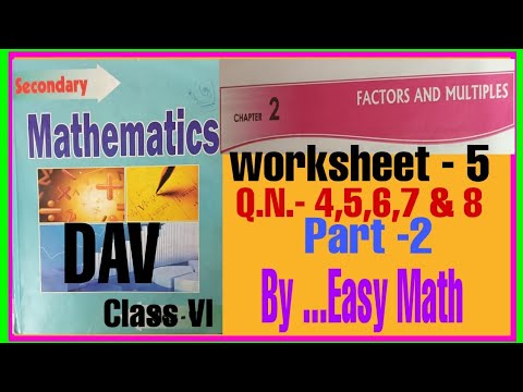 DAV class 6 maths chapter 2 (Factors and Multiples) Worksheet 5 Q.N. 4 ...