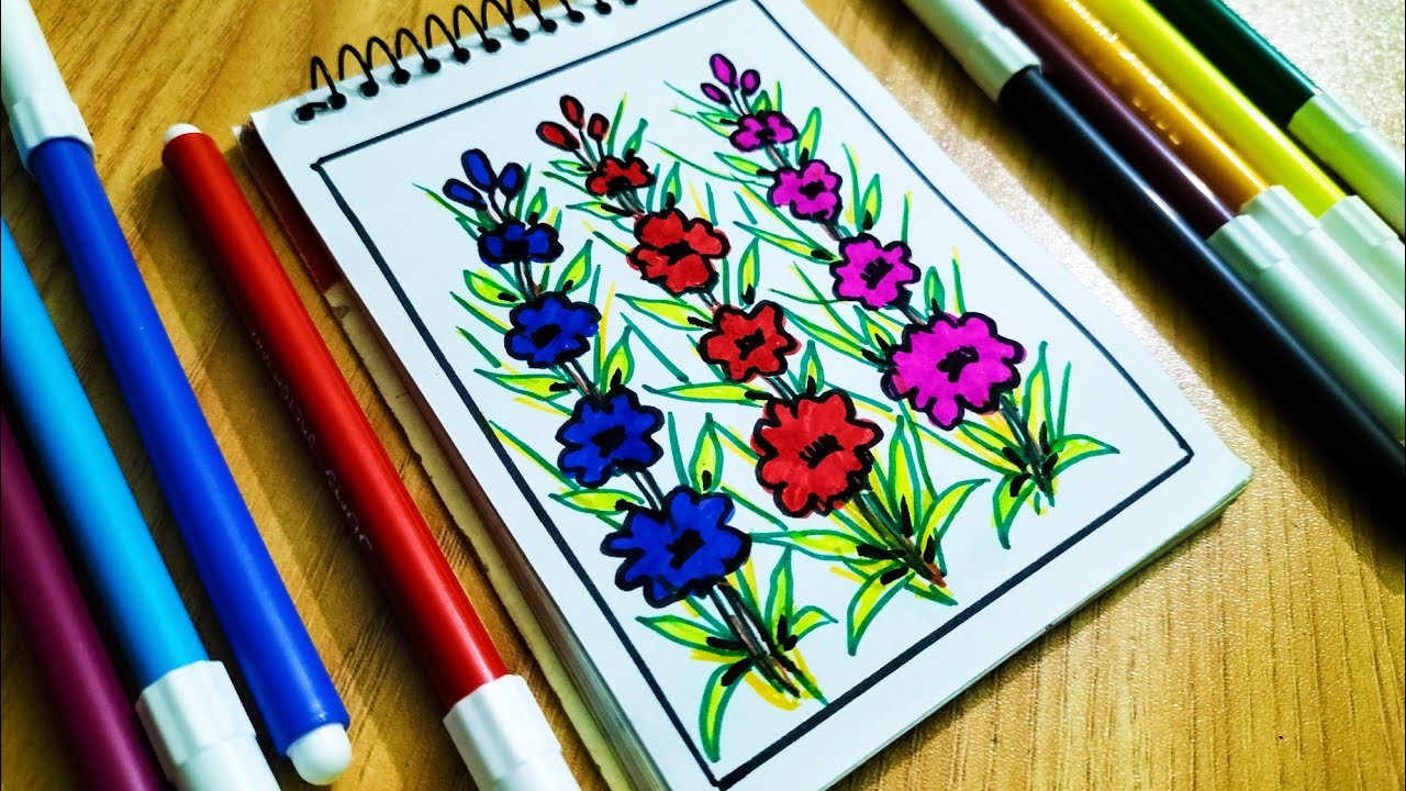 Floral art work | Easy art video | drawing for beginners | Munya's Art ...