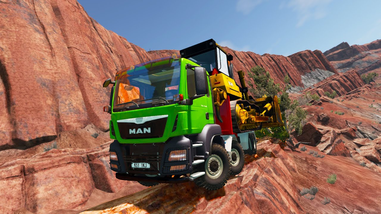 Oversize Dozer 830 Load ends badly - BeamNG Drive - YouTube